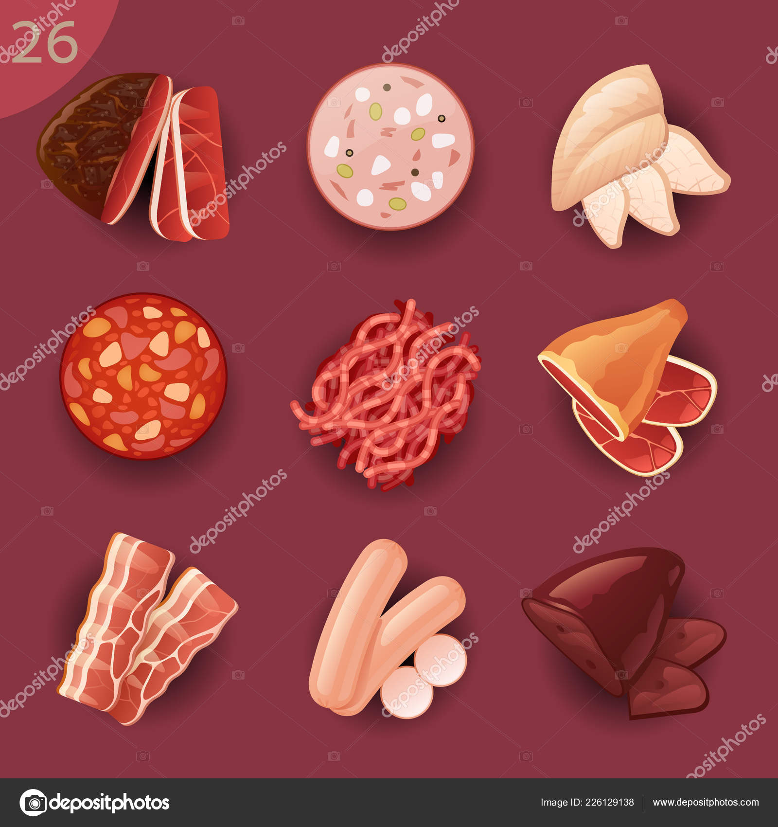 Set Cartoon Style Various Food Ingredients Stock Vector Image by ...
