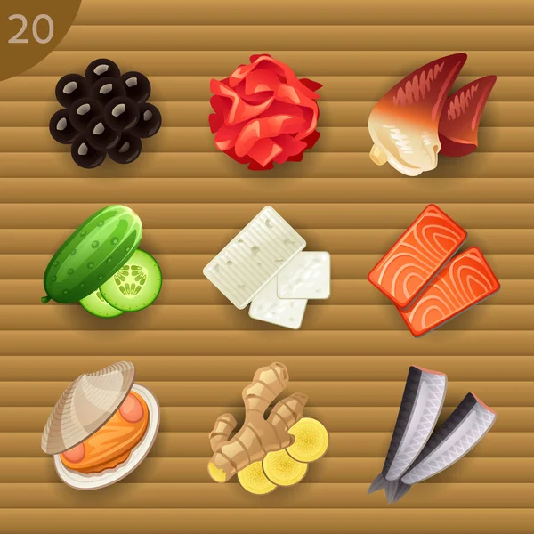 Set Cartoon Style Various Food Ingredients Stock Vector Image by ...