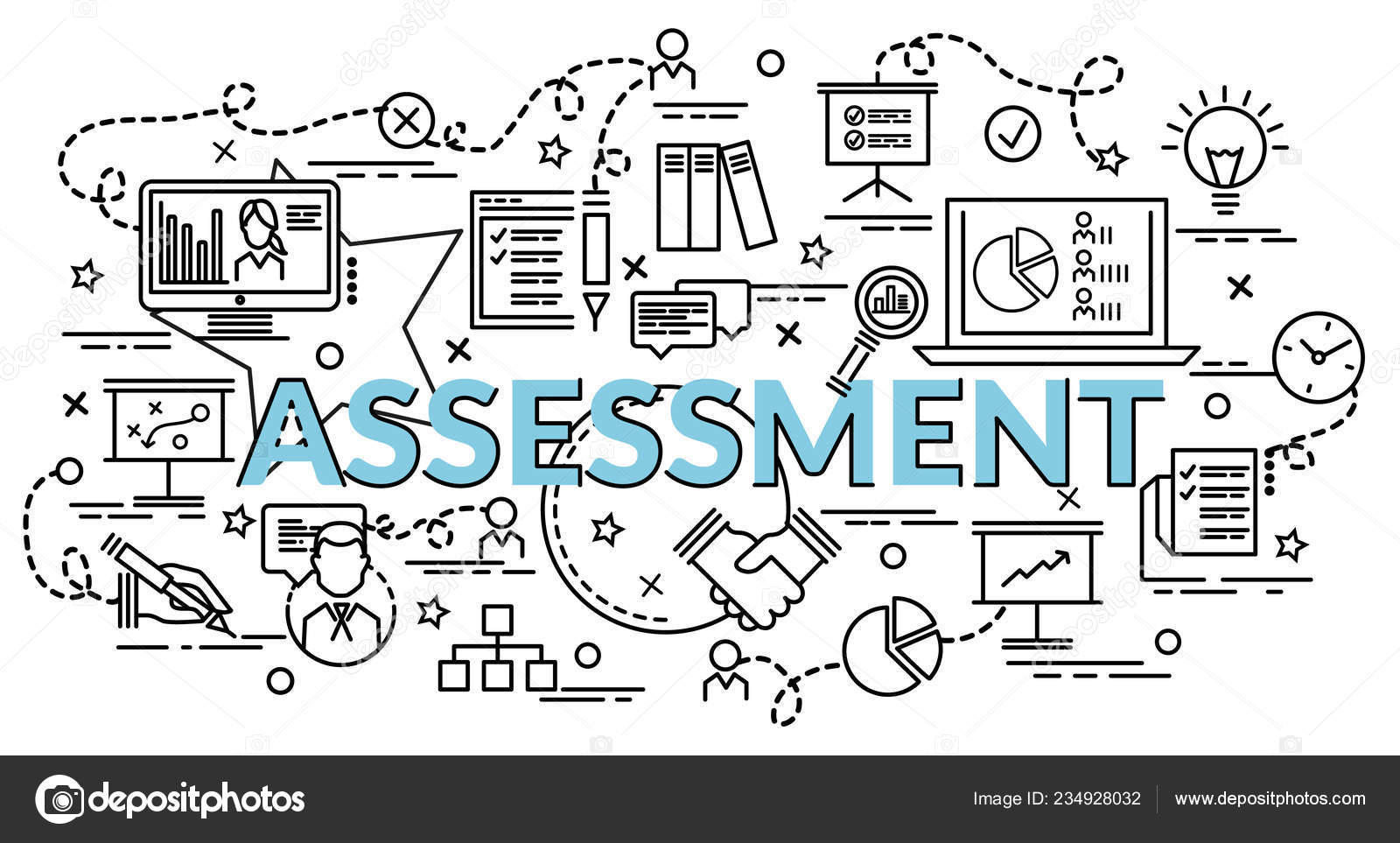 Flat Colorful Design Concept Assessment Infographic Idea Making ...