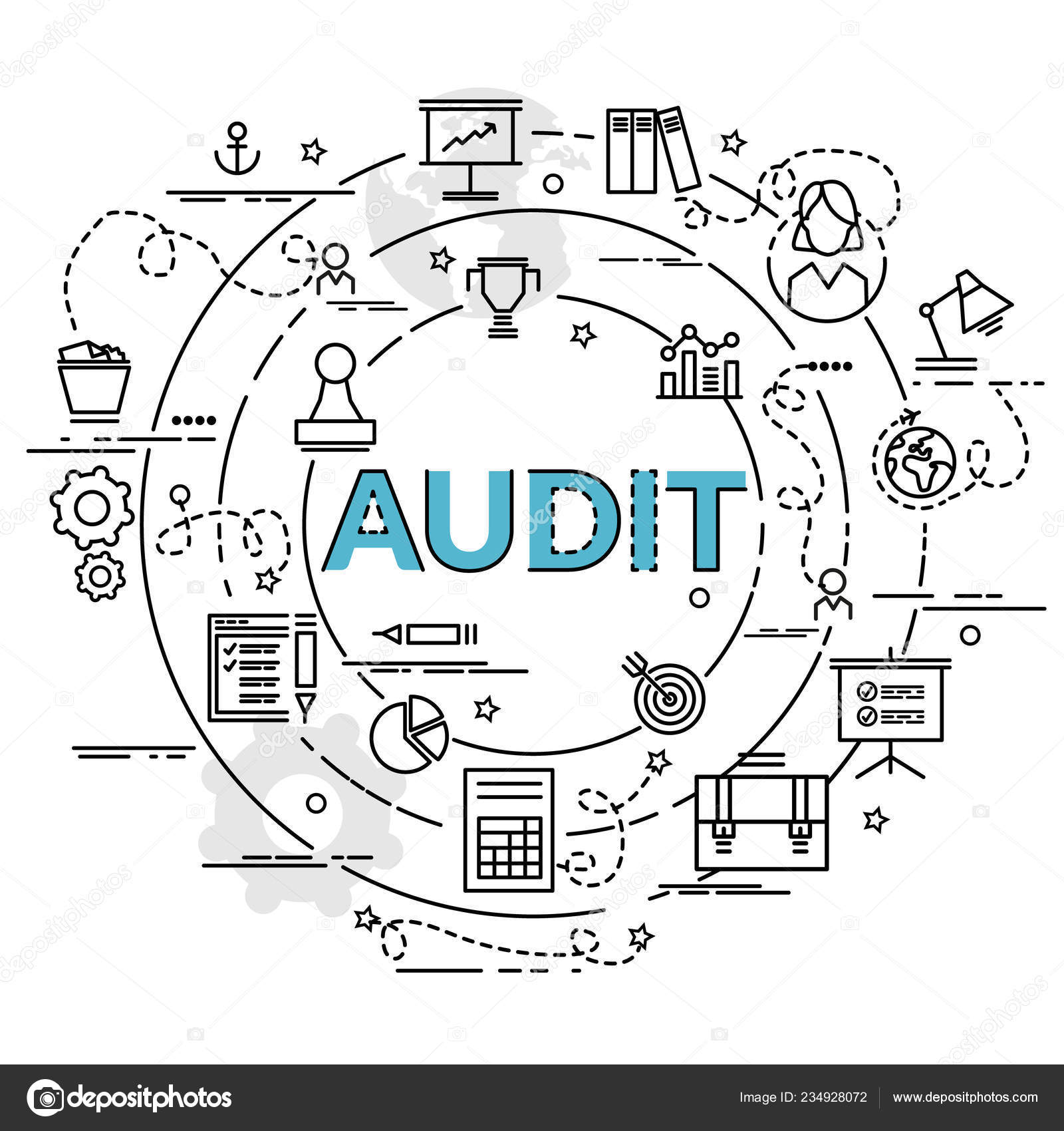 Flat Colorful Design Concept Audit Infographic Idea Making Creative ...