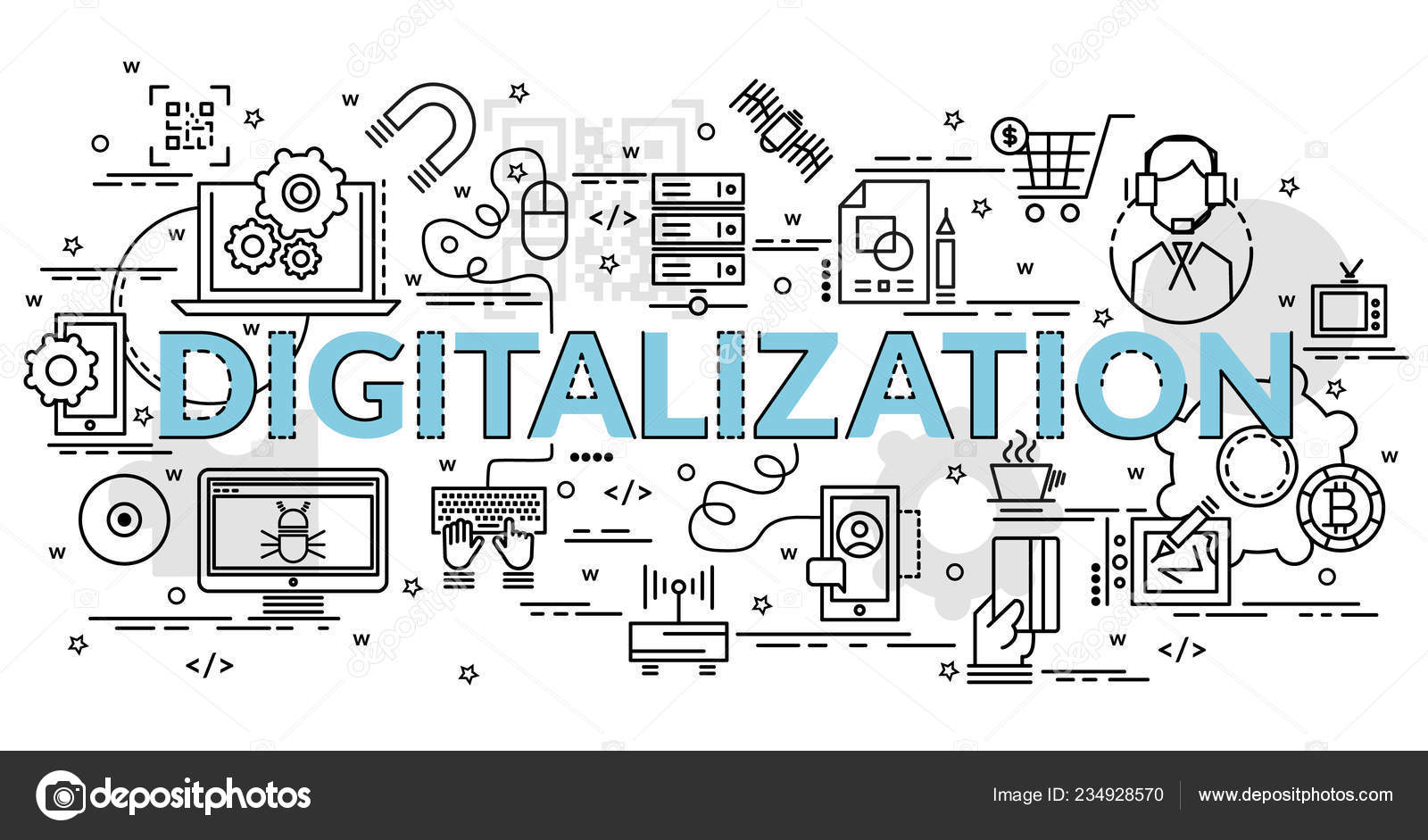 Flat Colorful Design Concept Digitilization Infographic Idea Making ...