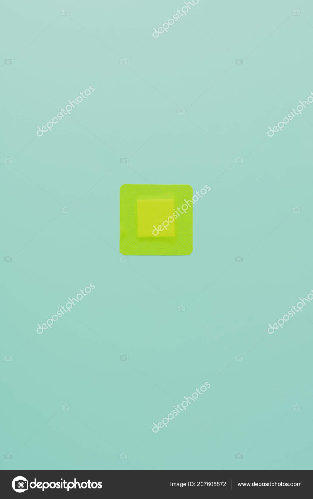 Top View Green Square Adhesive Bandage Blue — Stock Photo ...