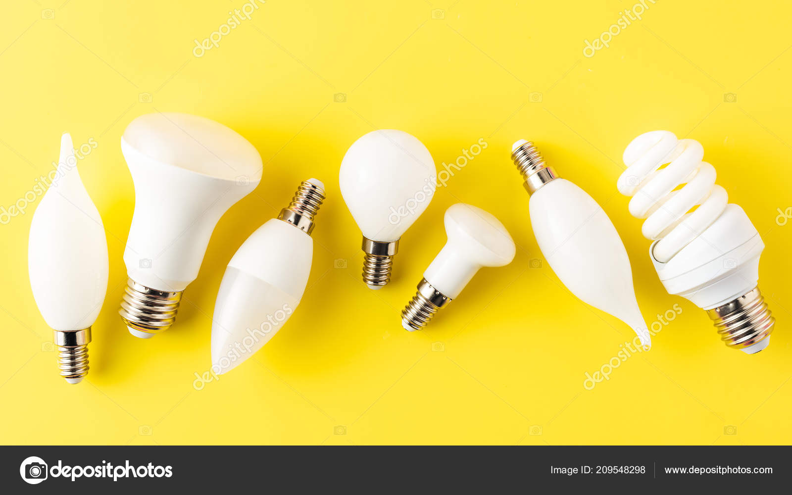 Top View Various Types Light Bulbs Yellow Stock Photo by ©KateNovikova ...