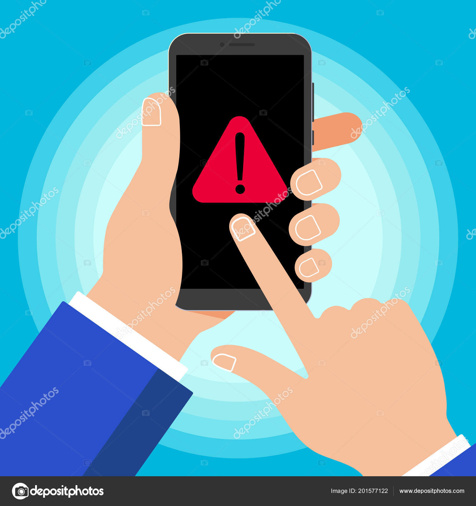 Hand Holding Black Mobile Phone Warning Notice Symbol Icon Sign Stock ...