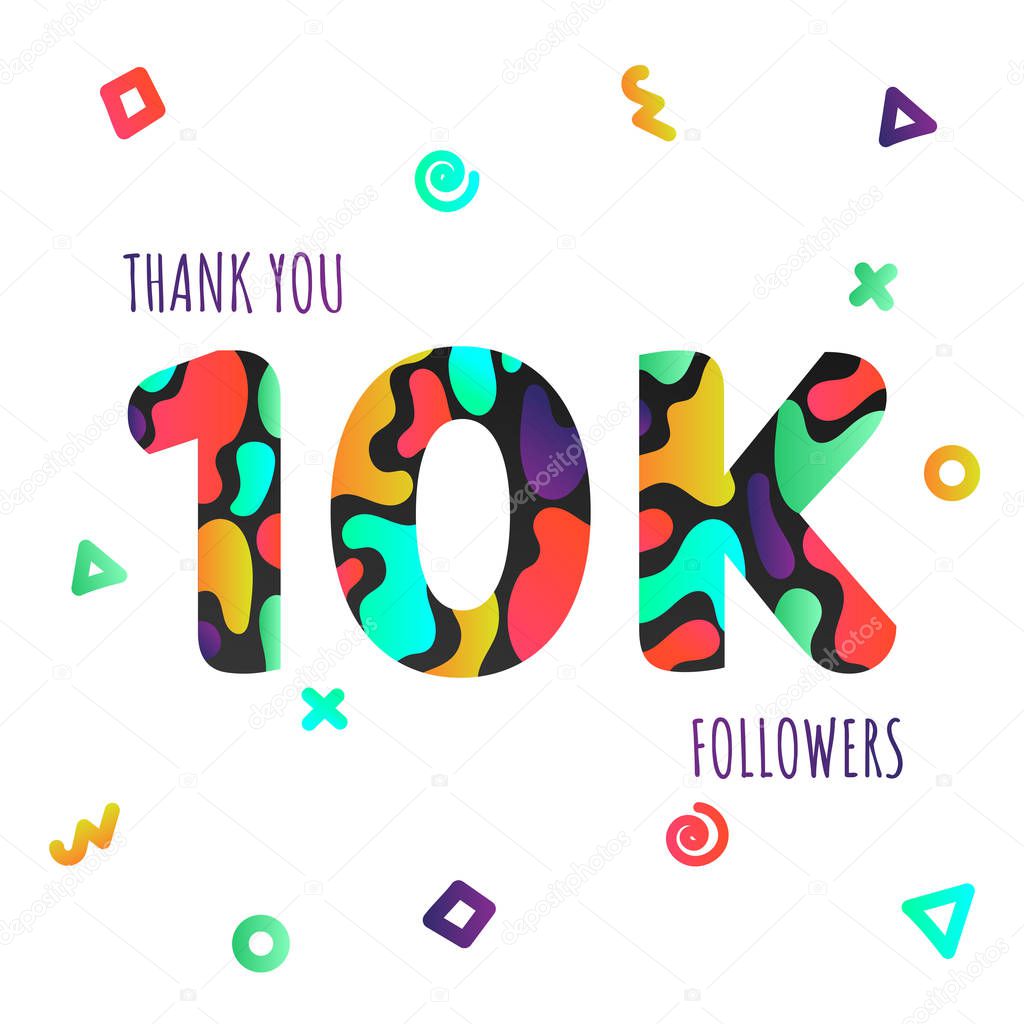 Gracias 10000 seguidores números postal. Gradiente de felicitación gradiente de estilo plano 10k ...