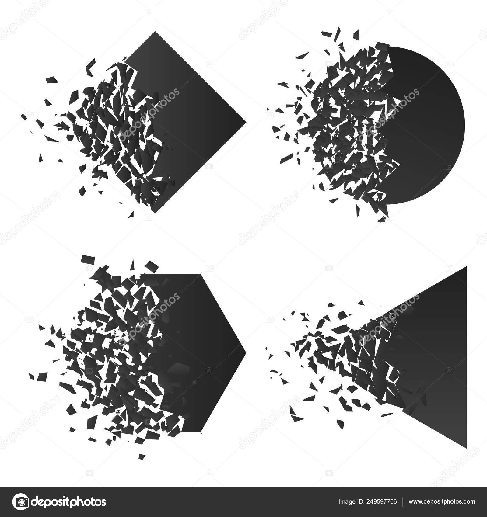 Shape Explodes Gradient Flat Style Design Vector Illustration Set ...