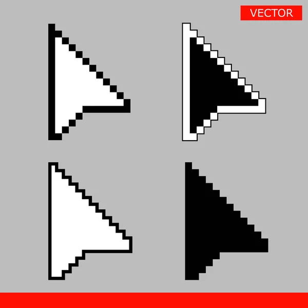 Black and white arrow pixel and no pixel mouse cursors icons signs ...