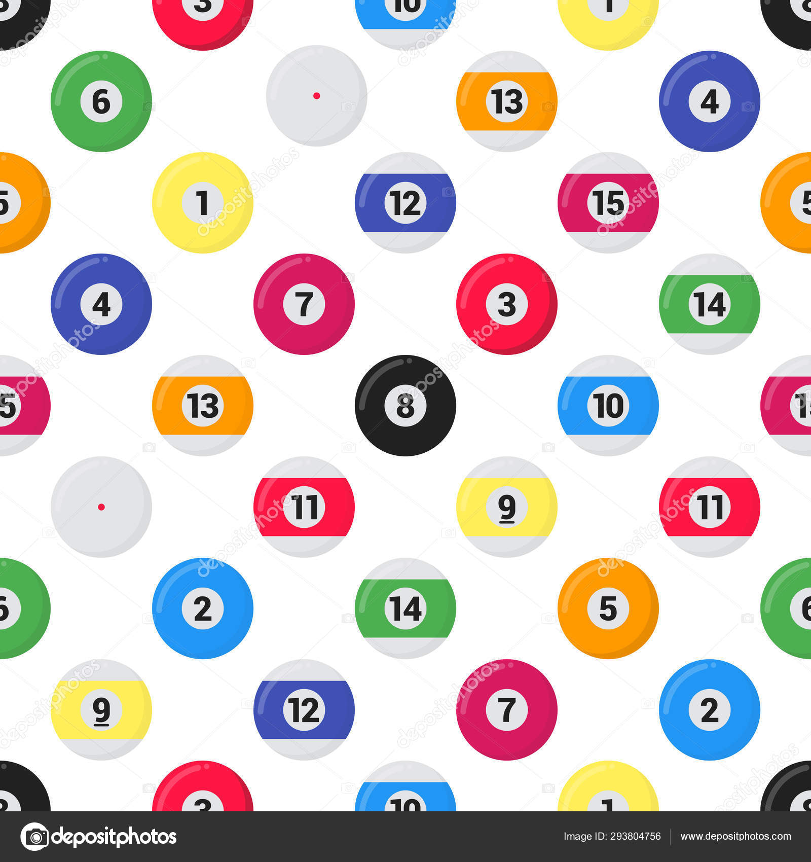 Billiard Snooker Pool Balls Seamless Pattern Flat Style Design Vector ...