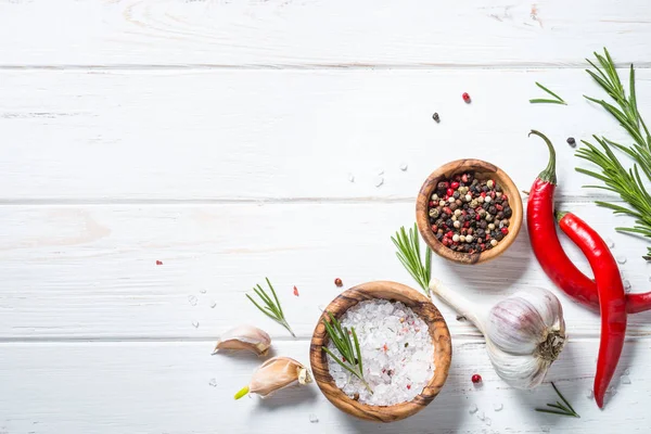 Food background on white wooden table. Stock Photo by ©Nadianb 183176610