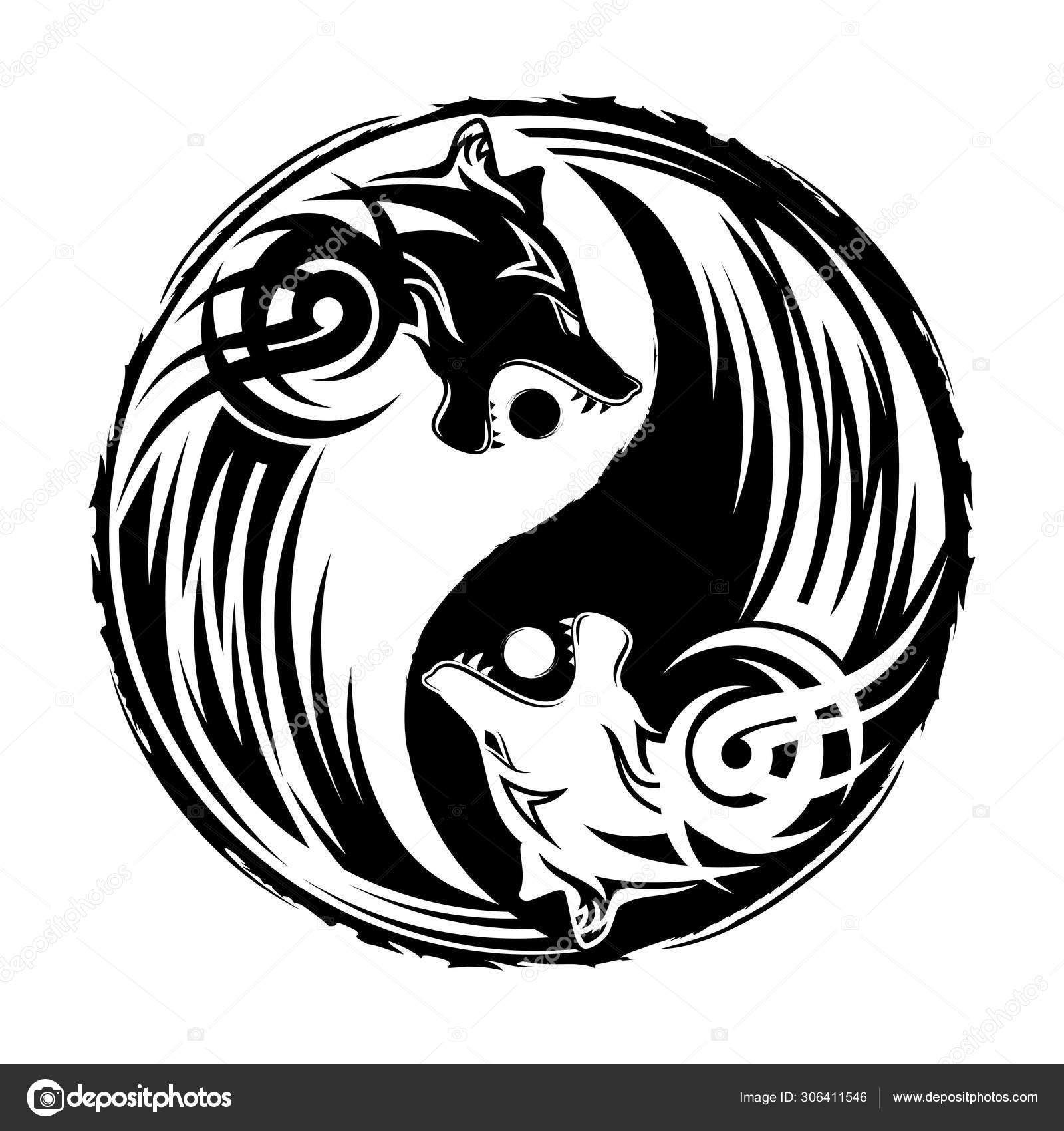 Wolf_Yin_Yang Stock Vector Image by ©balashovmihail38.gmail.com #306411546