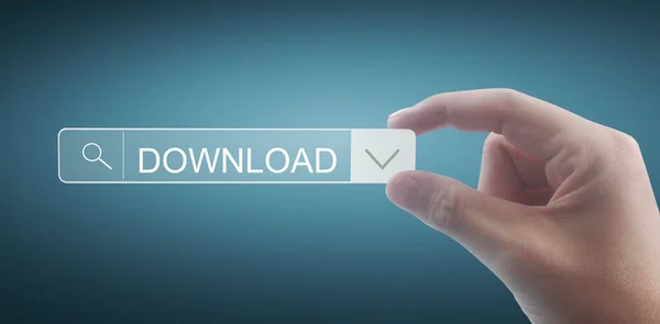 Hands touching button screen interface global connection customer ...