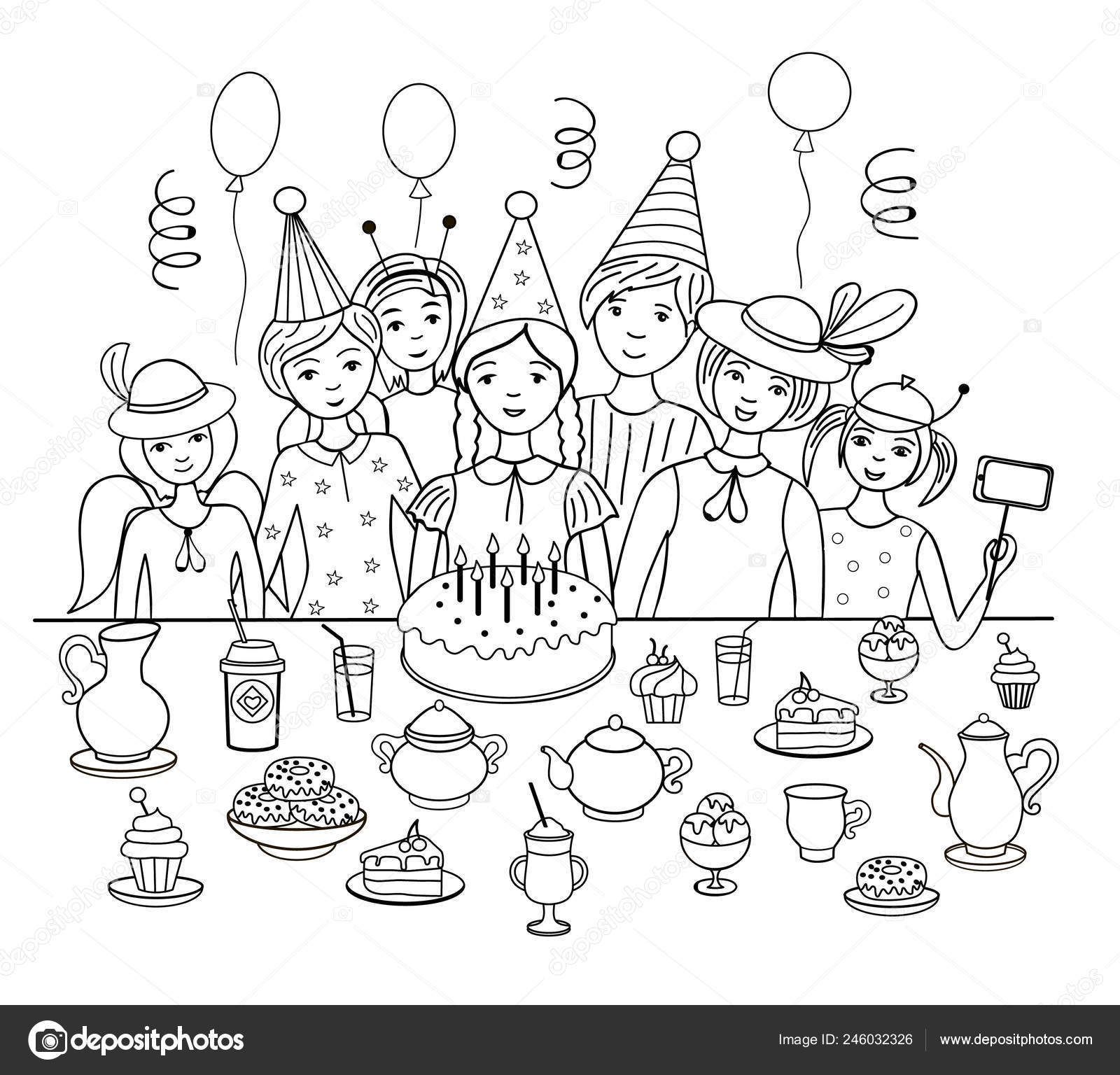 How To Draw A Birthday Party Scene