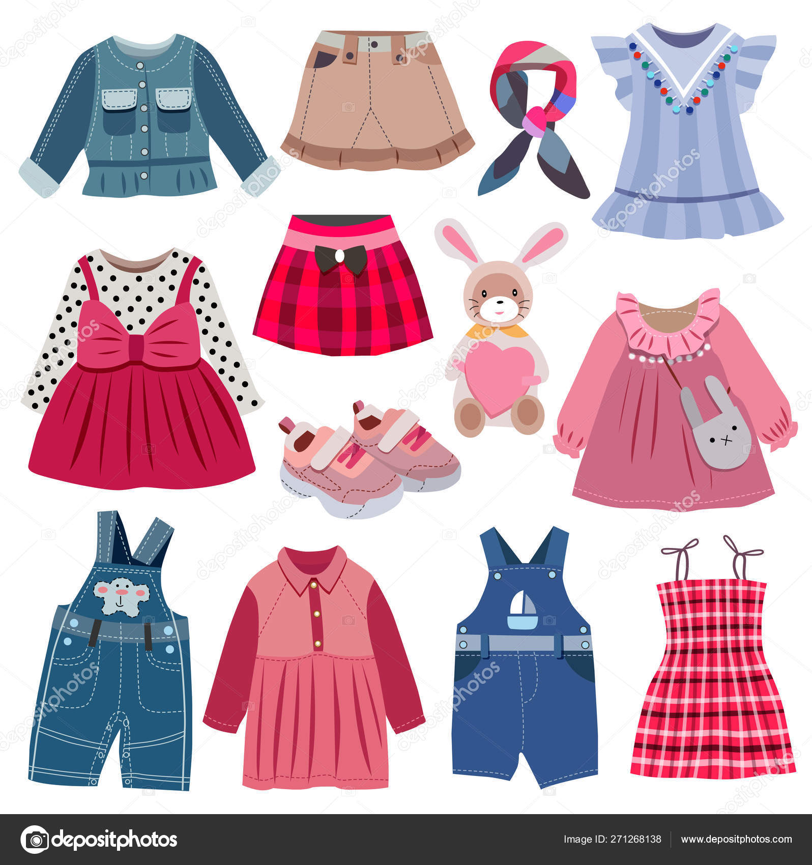 Vector Illustration Collection Fashionable Children's Clothing Stock ...