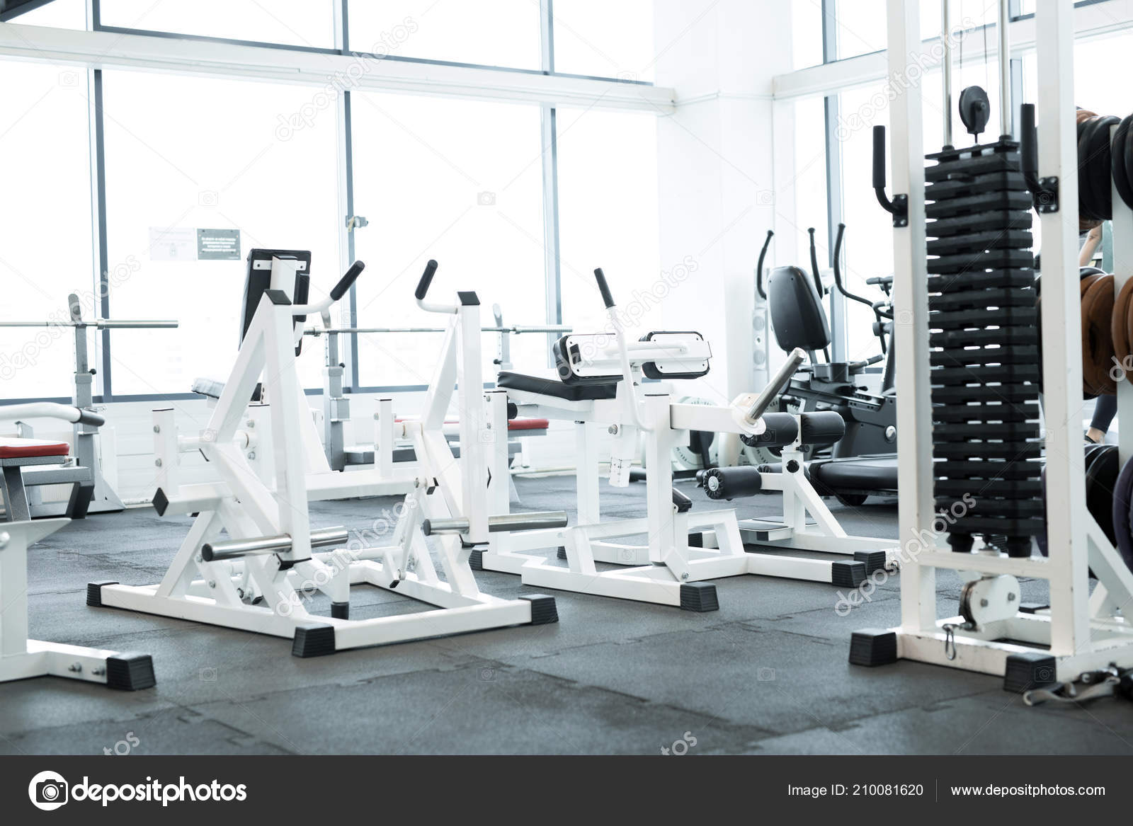 Background Image Modern Gym Interior Big Windows Exercise Machines Copy ...