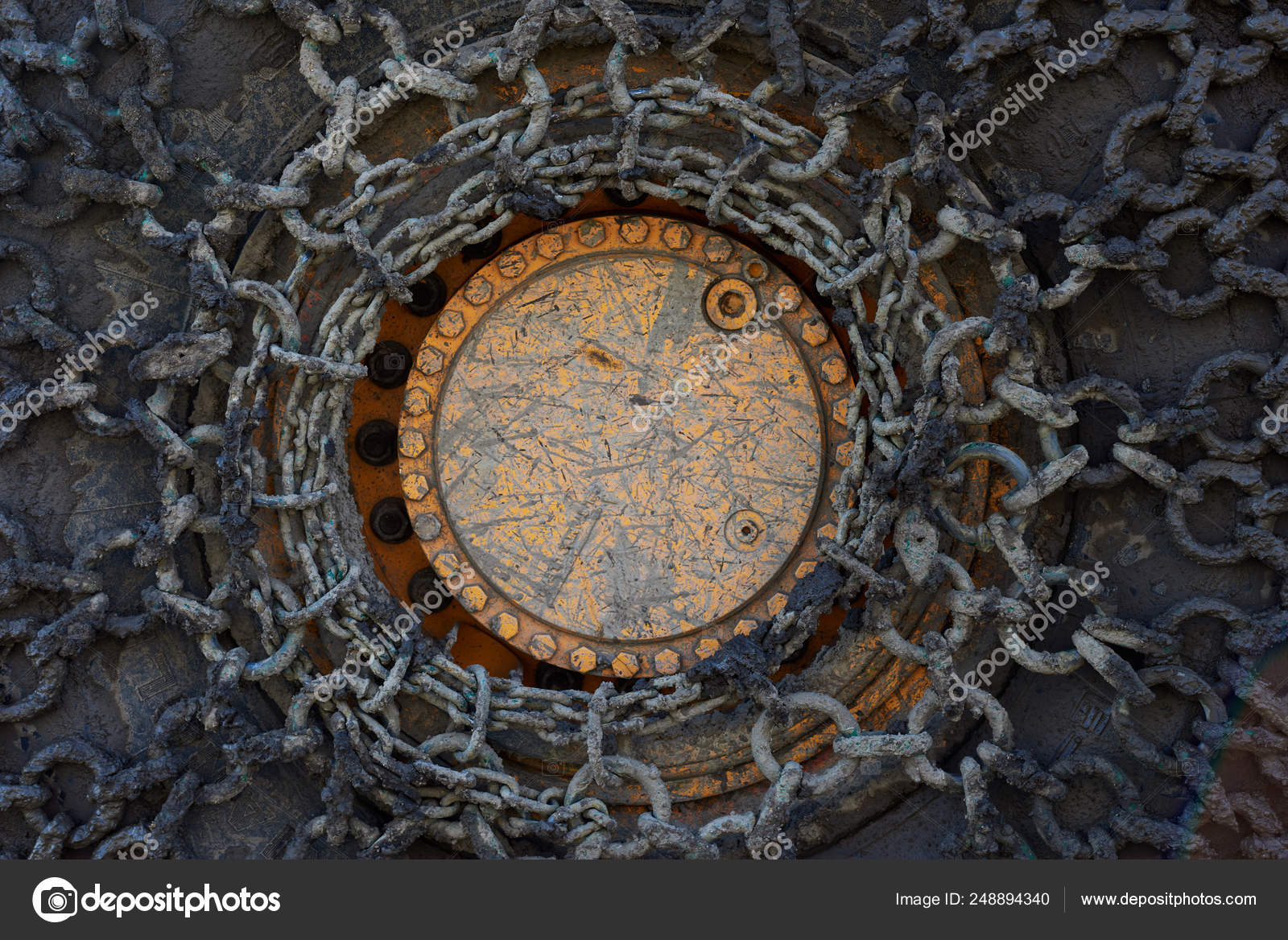 Background Image Chain Bind Truck Tires Symbol Hard Work Mining — Stock ...