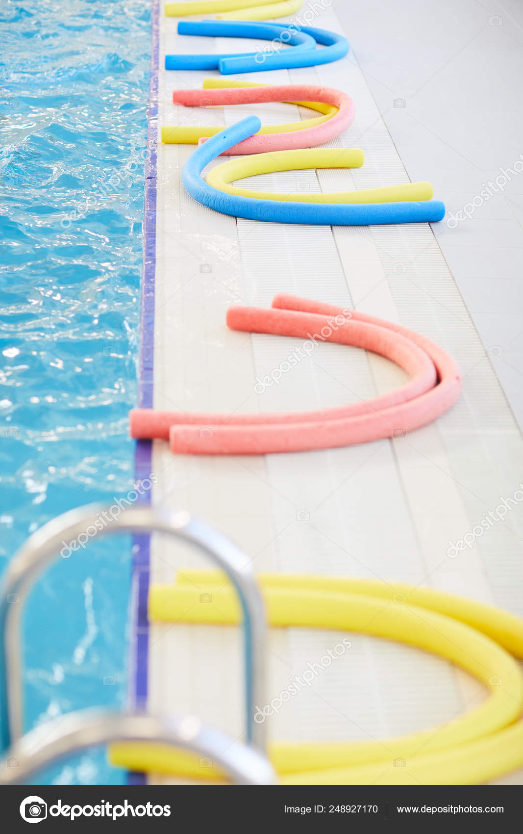 Background Image Colorful Pool Noodles Laying Water Public Swimming ...