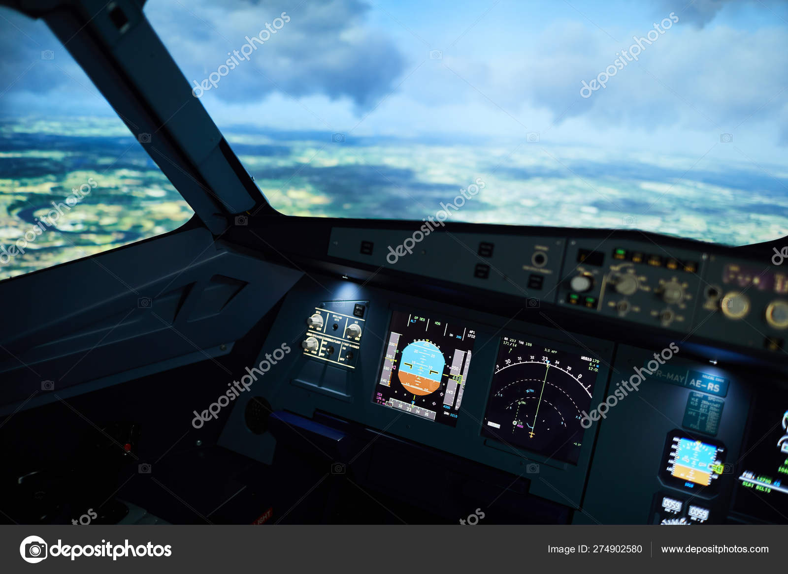 Aircraft Flight Deck Radar Meters Displays Control Panel Cloudscape ...