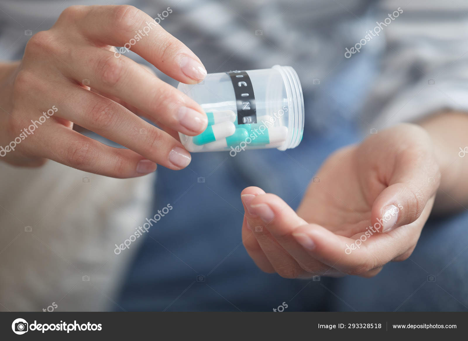 Close Unrecognizable Woman Pouring Capsules Hand While Taking Pills ...
