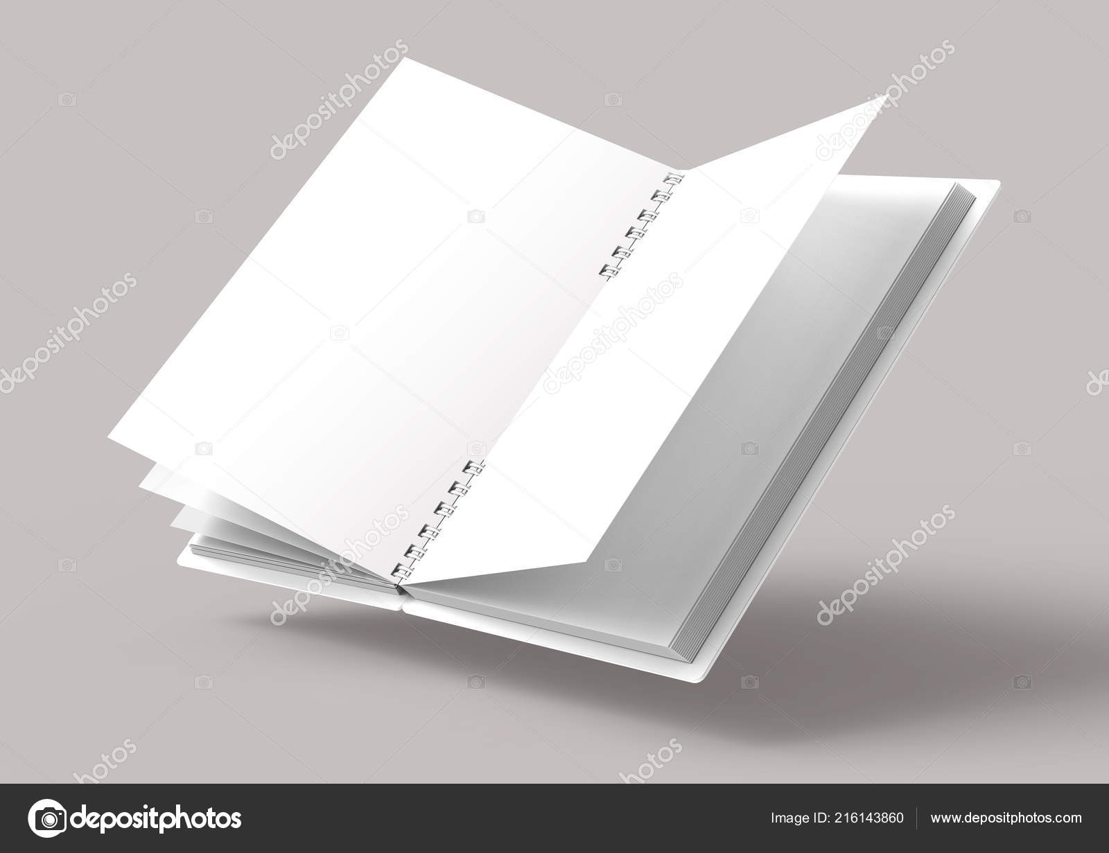 Floating White Hard Cover Open Book Pale Pinkish Gray Background ...