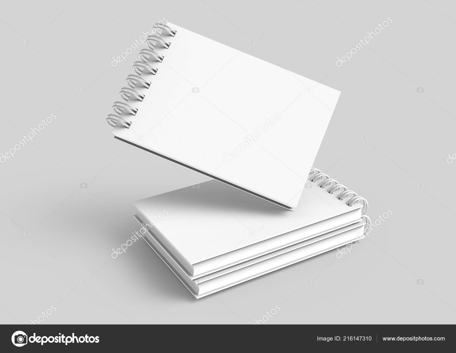 White Hard Cover Books Floating Air Rendering Grey Background — Stock ...