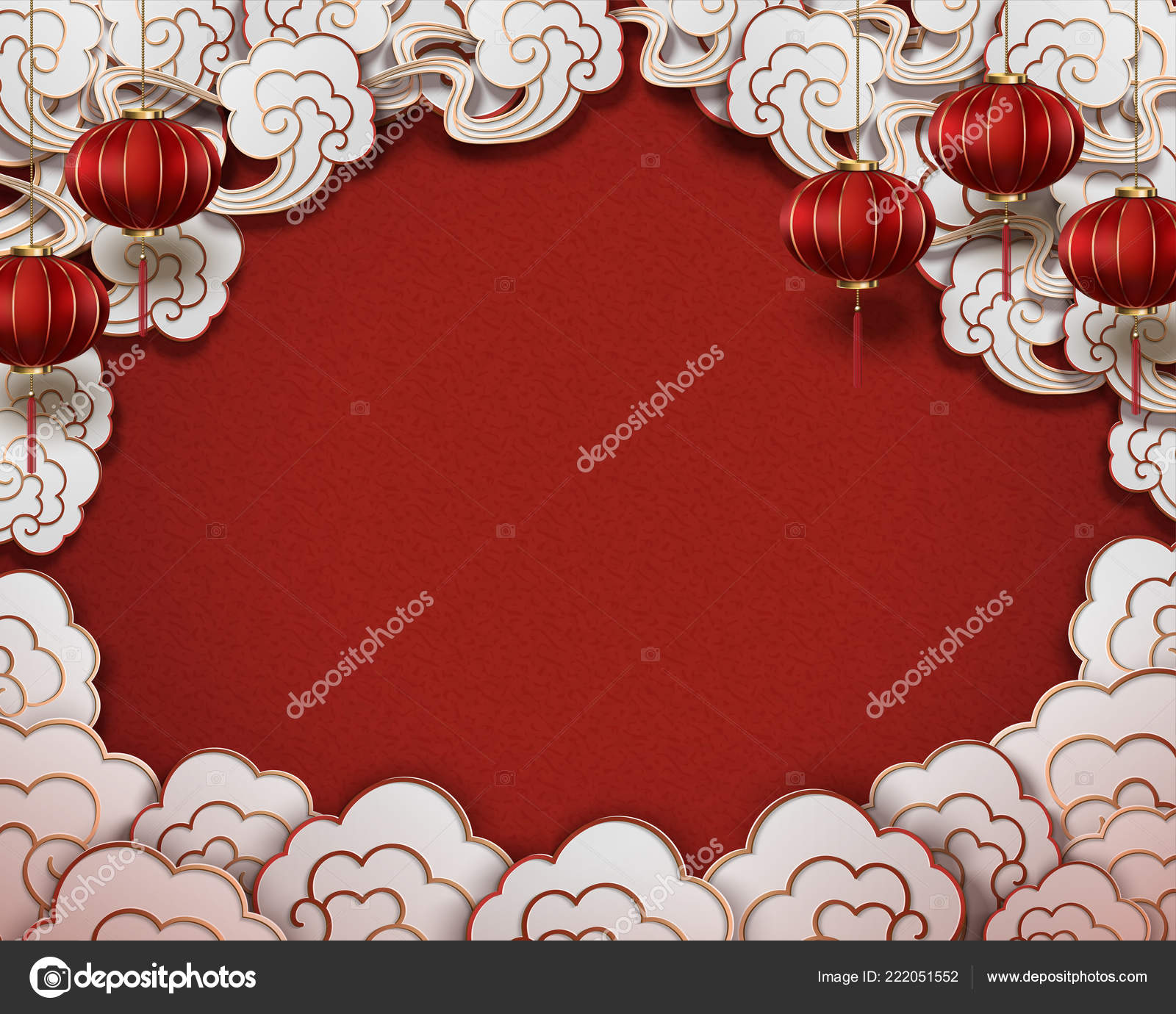 Chinese Traditional Style Background White Clouds Frame Hanging ...