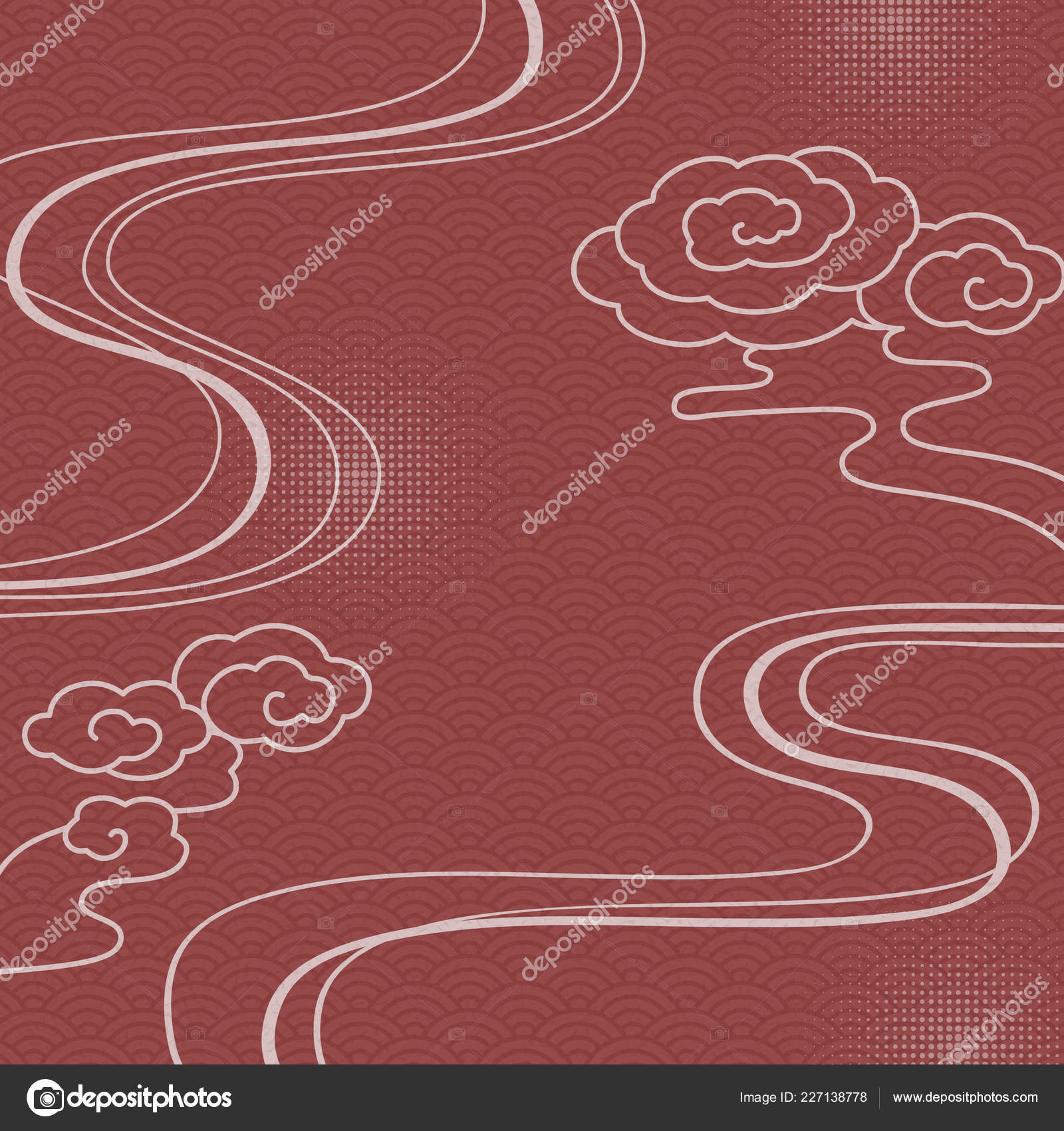 Red Traditional Background Wave Pattern Clouds Stock Vector Image by ...