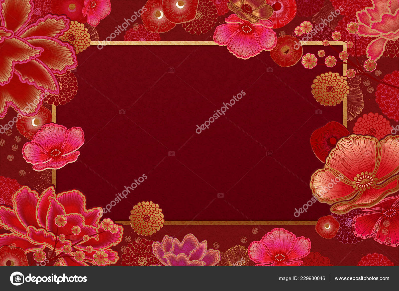 Red Flower Frame Wallpaper