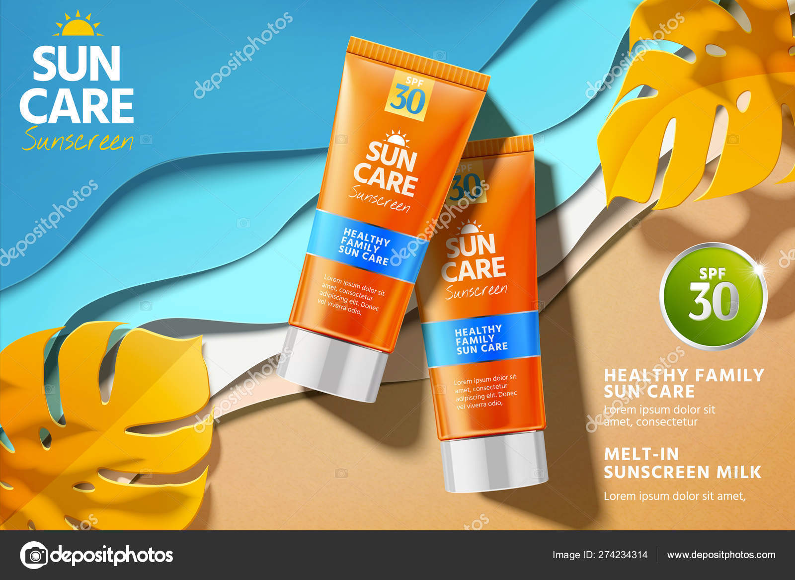 Orange sunscreen ads Stock Vector by ©kchungtw 274234314