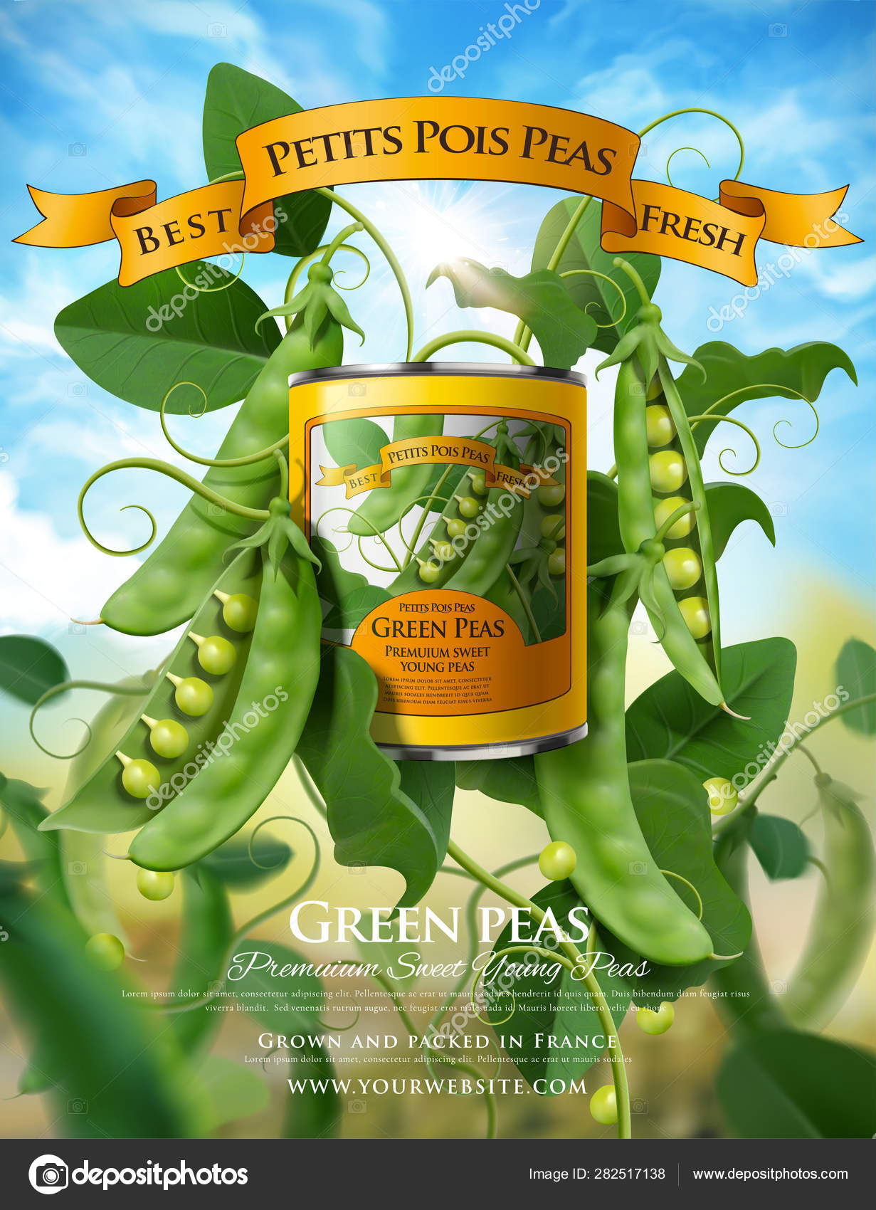 Canned young peas ads poster Stock Vector Image by ©kchungtw #282517138