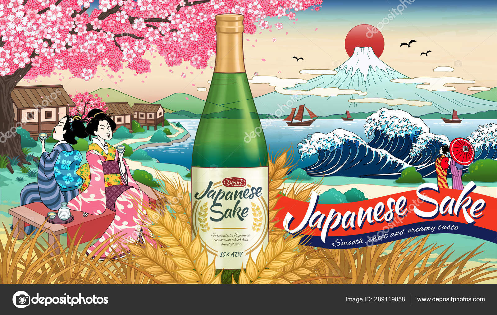 Ukiyo e style Japanese sake ads Stock Vector Image by ©kchungtw #289119858