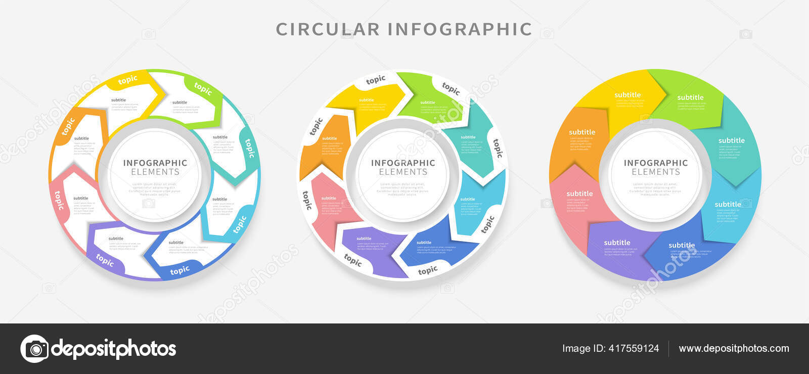 Infográficos Circulares Coloridos Modelo Elementos Círculo Infográfico ...