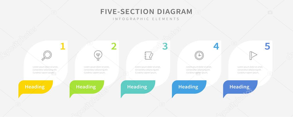 Plantilla Infografía Diagrama Cinco Secciones Con Banners Iconos ...