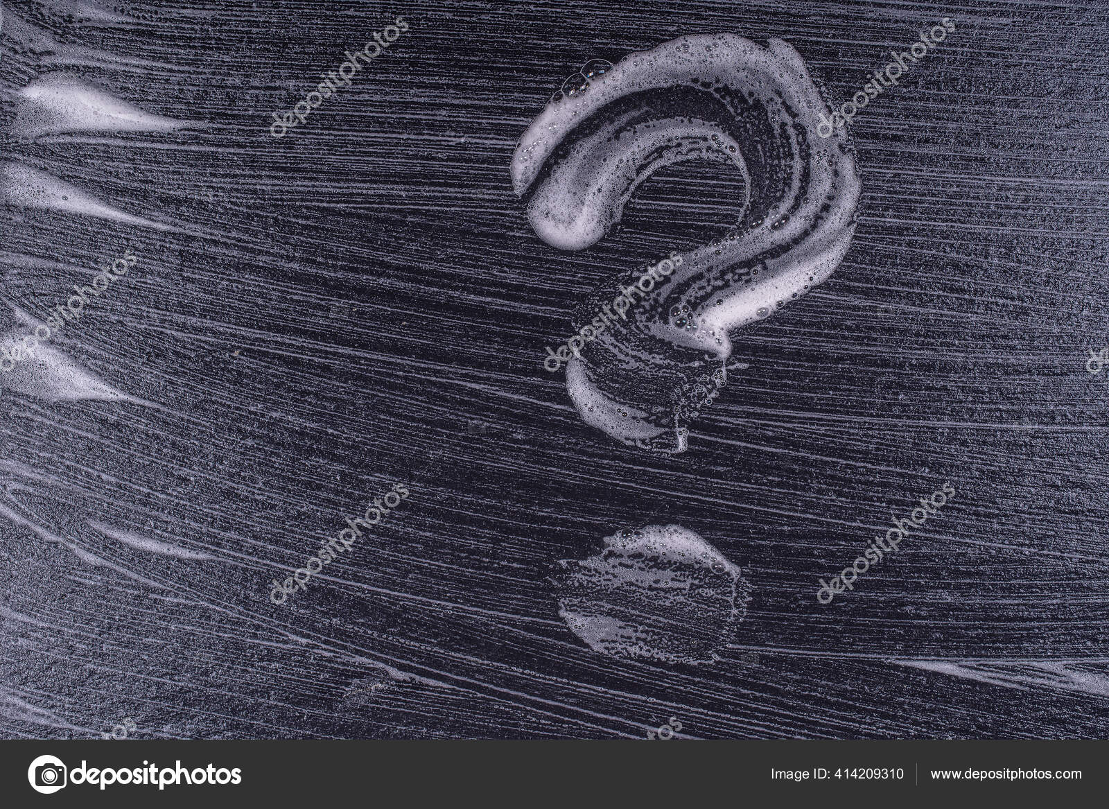 Question Mark Made Soap Foam Black Background Abstract Foam Texture ...