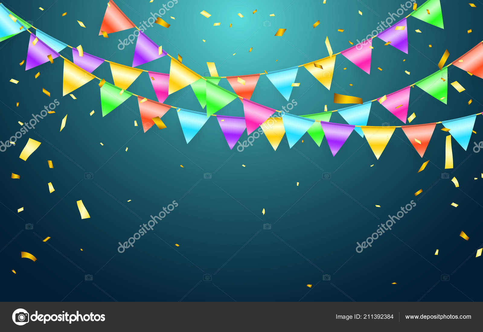 Guirnalda Bandera Confeti Fiesta Concepto Disfrute Plantilla Fondo ...