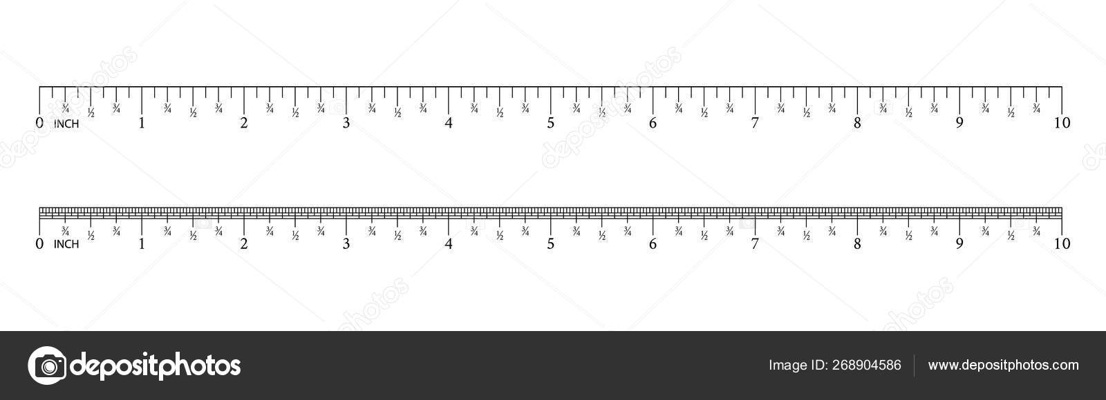 Inch and metric rulers. Measuring tool. Ruler Graduation grid. Size ...
