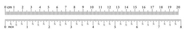 Inch and metric rulers. Measuring tool. Ruler Graduation grid. Size ...
