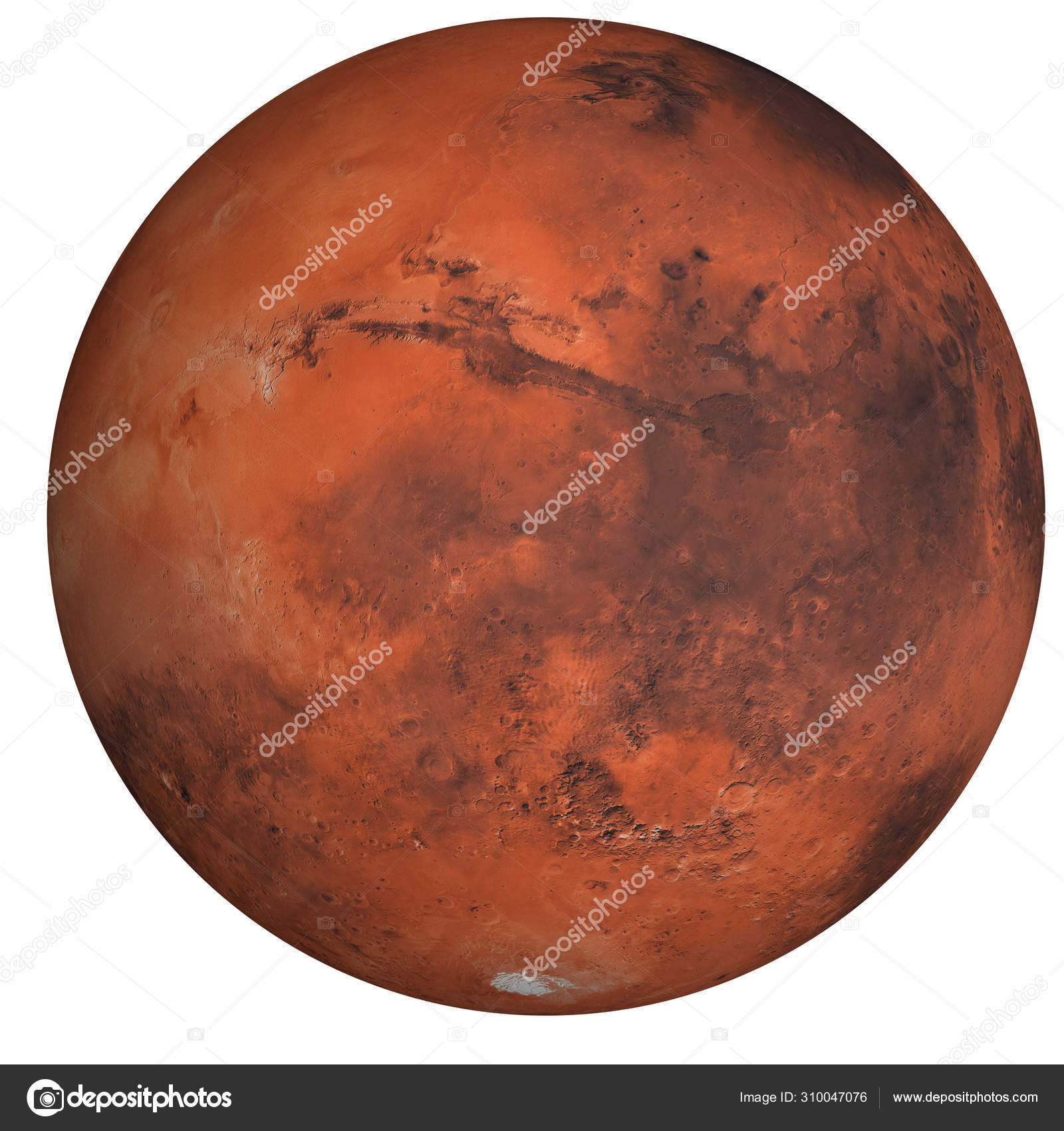 Planet Mars White Background