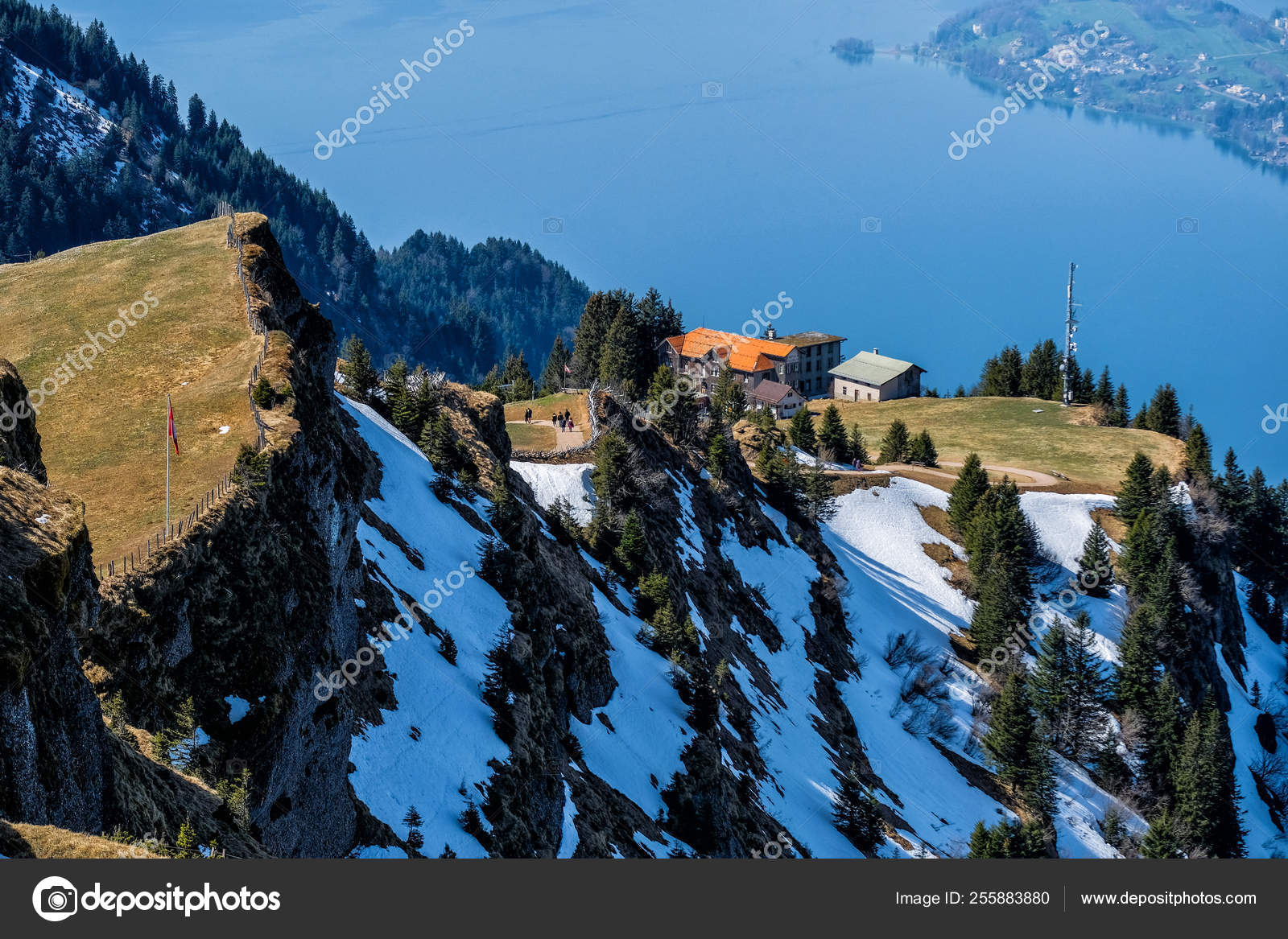 Cityscape view from Rigi Kulm (Summit of Mount Rigi, Queen of th ...
