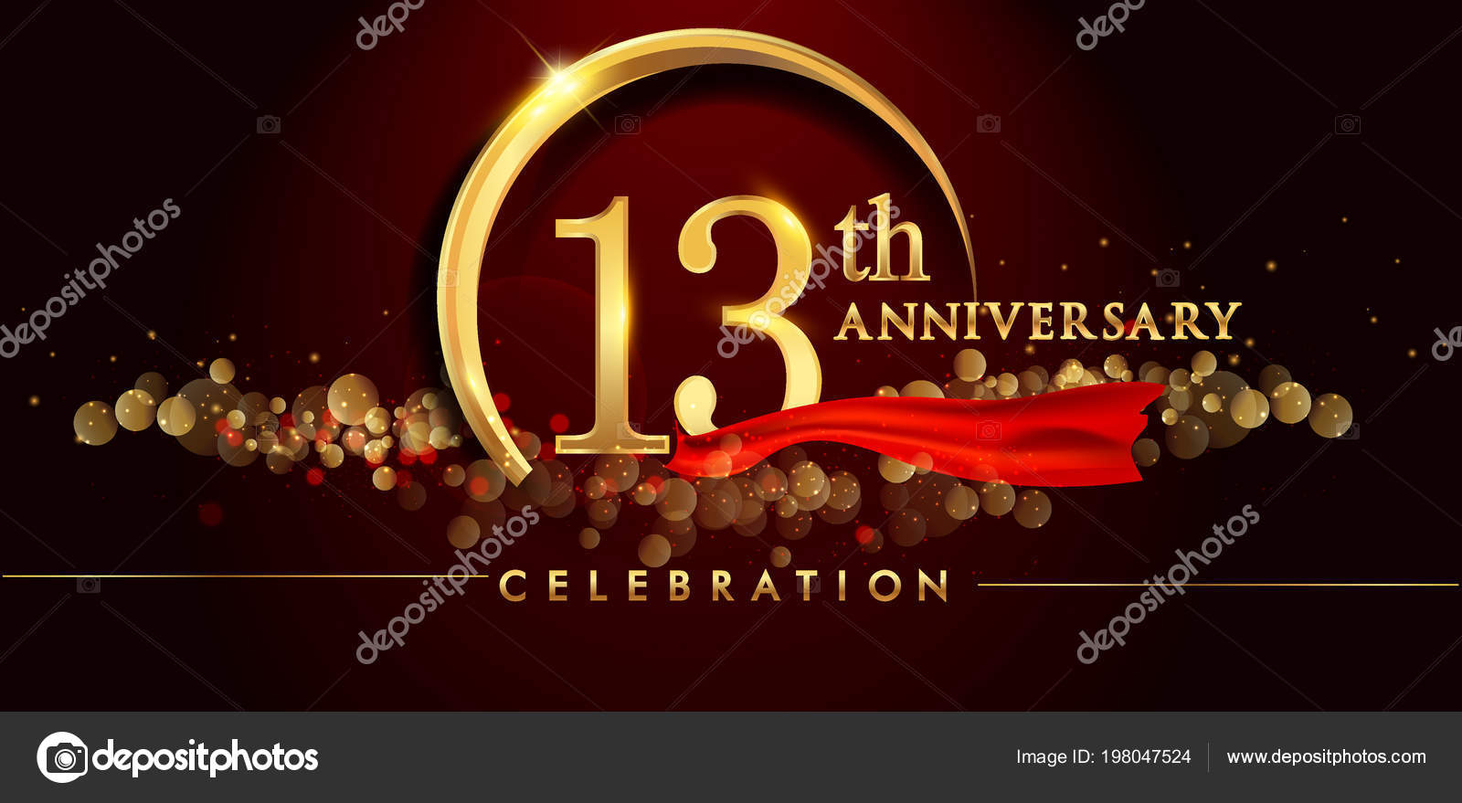 13Th Gold Anniversary Celebration Logo Red Background Vector ...
