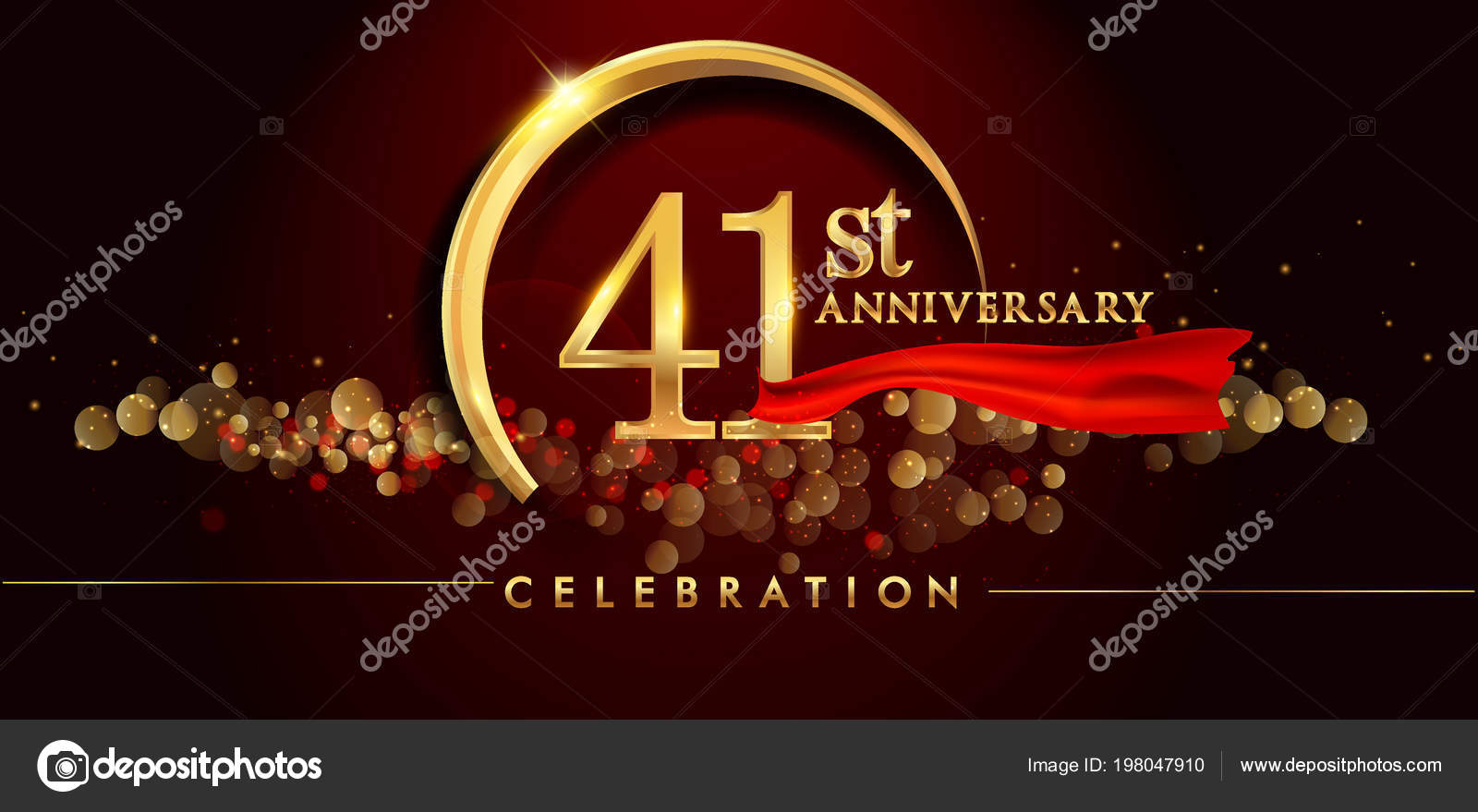 41St Gold Anniversary Celebration Logo Red Background Vector ...