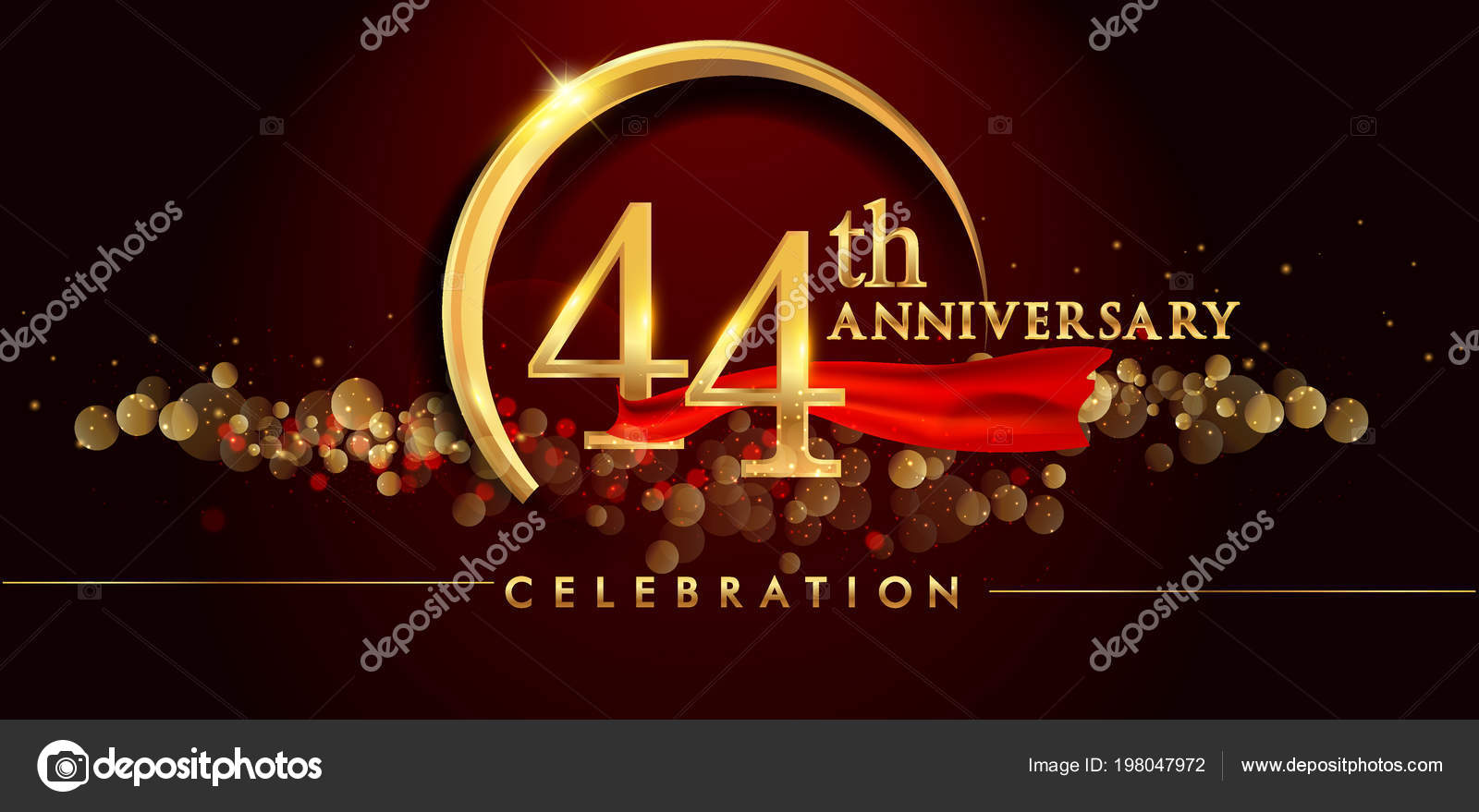 44Th Gold Anniversary Celebration Logo Red Background Vector ...