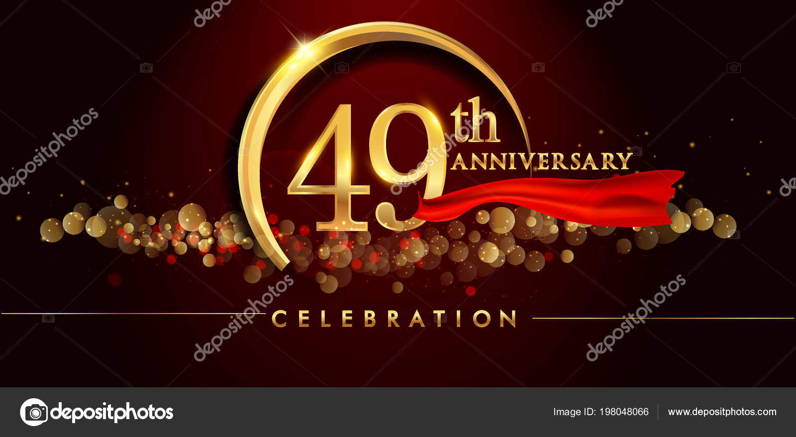 49Th Gold Anniversary Celebration Logo Red Background Vector ...