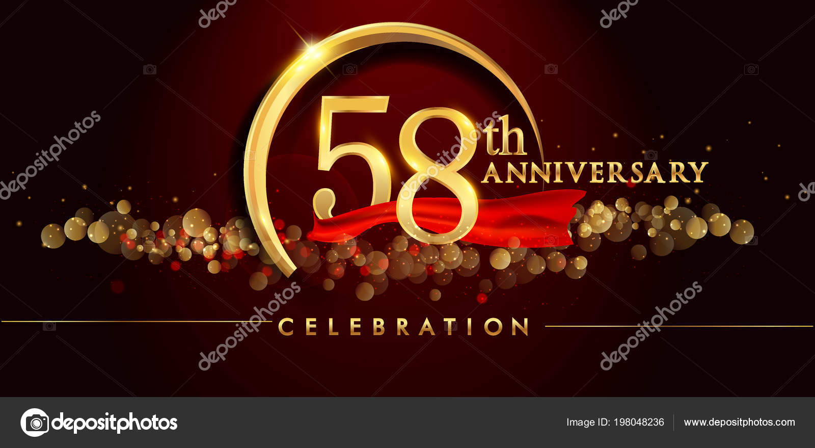 58Th Gold Anniversary Celebration Logo Red Background Vector ...
