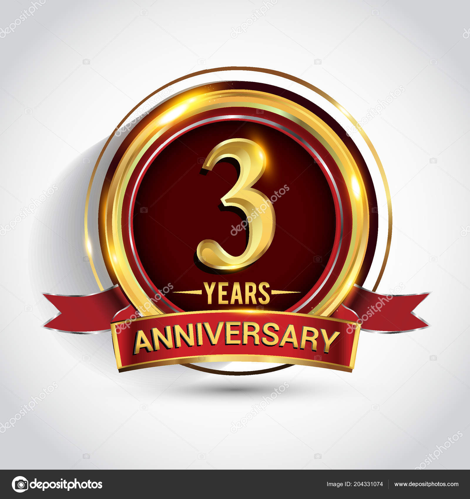 3 Years Anniversary Logo 3 Year Ribbon Anniversary Royalty Free Vector