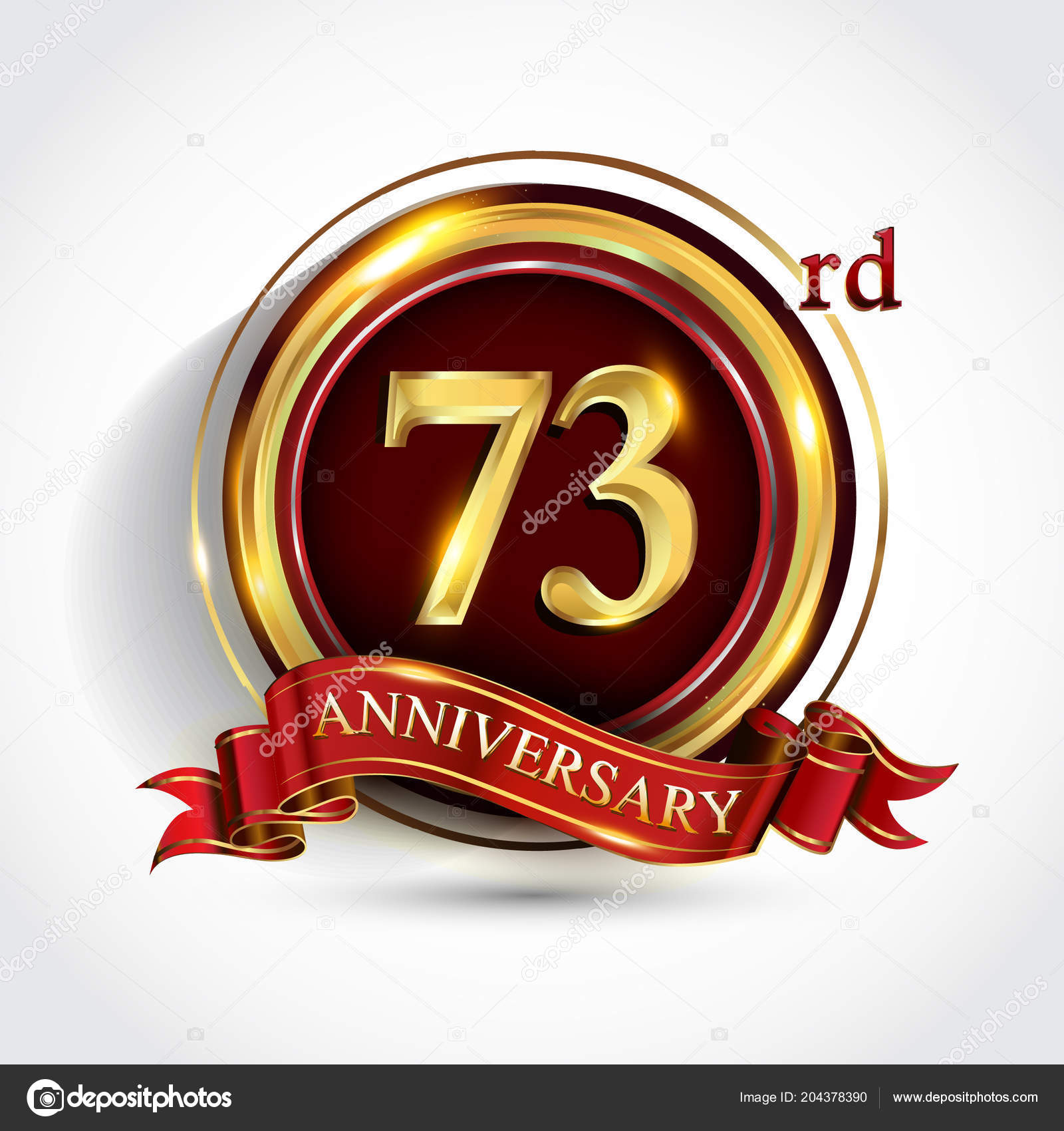 73Rd Years Anniversary Celebration Logotype Logo Confetti Golden Ring ...