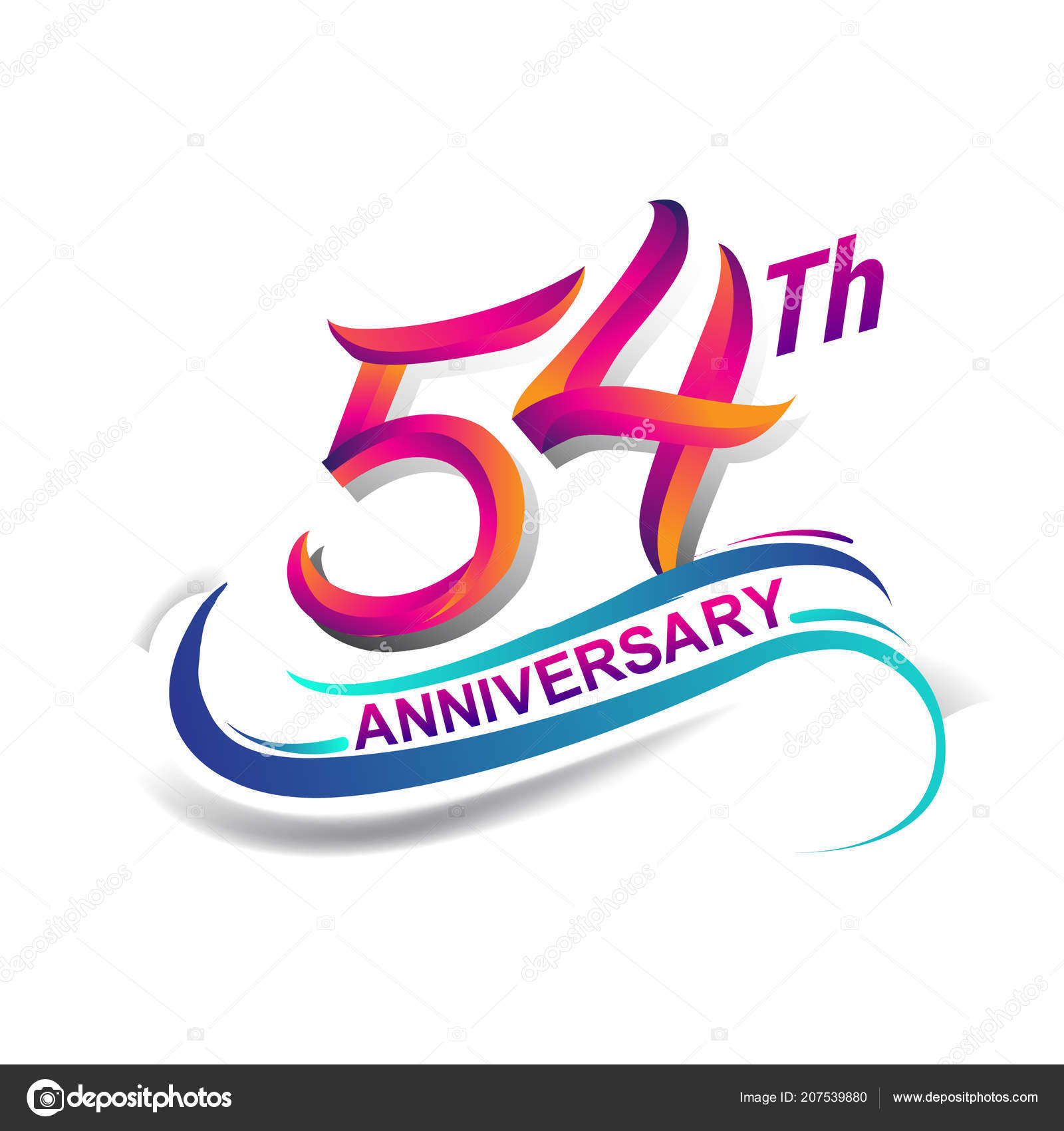 Ulang Tahun Perayaan Logotype Biru Dan Merah Berwarna Sembilan Puluh ...