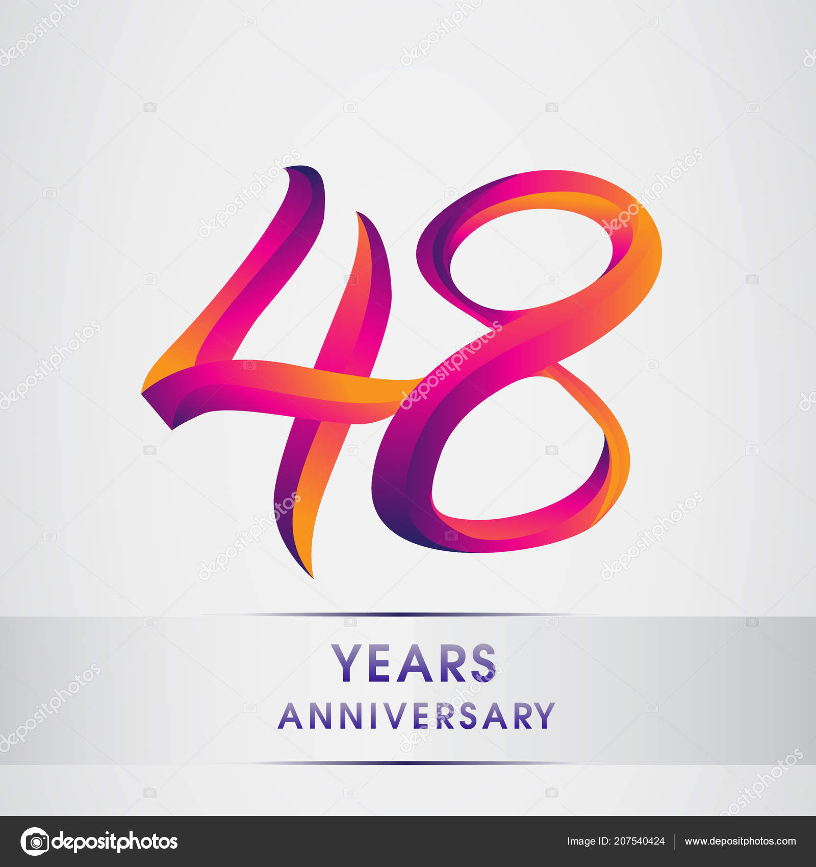 48Th Years Anniversary Celebration Logotype Colorful Design Birthday ...