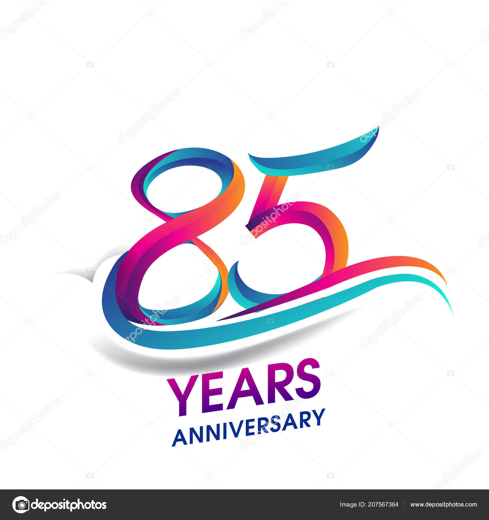 Anniversary Celebration Logotype Blue Red Colored Birthday Logo White ...