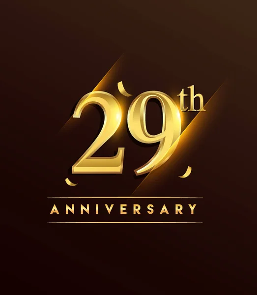 Logotipo Del 28º Aniversario Con Cinta Roja Confeti Dorado Aislado — Foto de stock #367629134 ...
