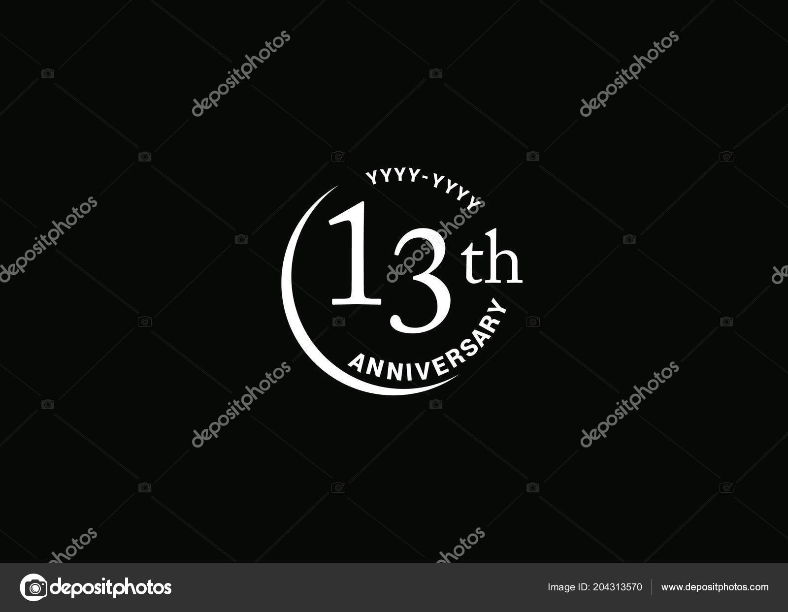 Thirteenth Anniversary White Sign Black Background Vector Illustration Stock Vector by ...
